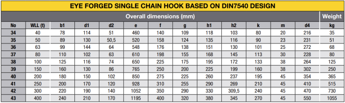 Eye Forged Single Chain Hook Based on DIN7540 Design